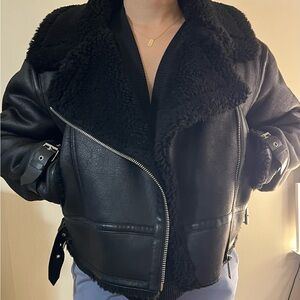 Zara | Jackets & Coats | Zara Black Faux Shearling Jacket | Poshmark
